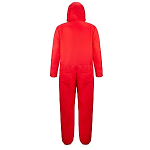 Adult Costume Red Jumpsuit Mens Halloween Costumes for Men Coveralls Outfit Suits Red with Hat-S