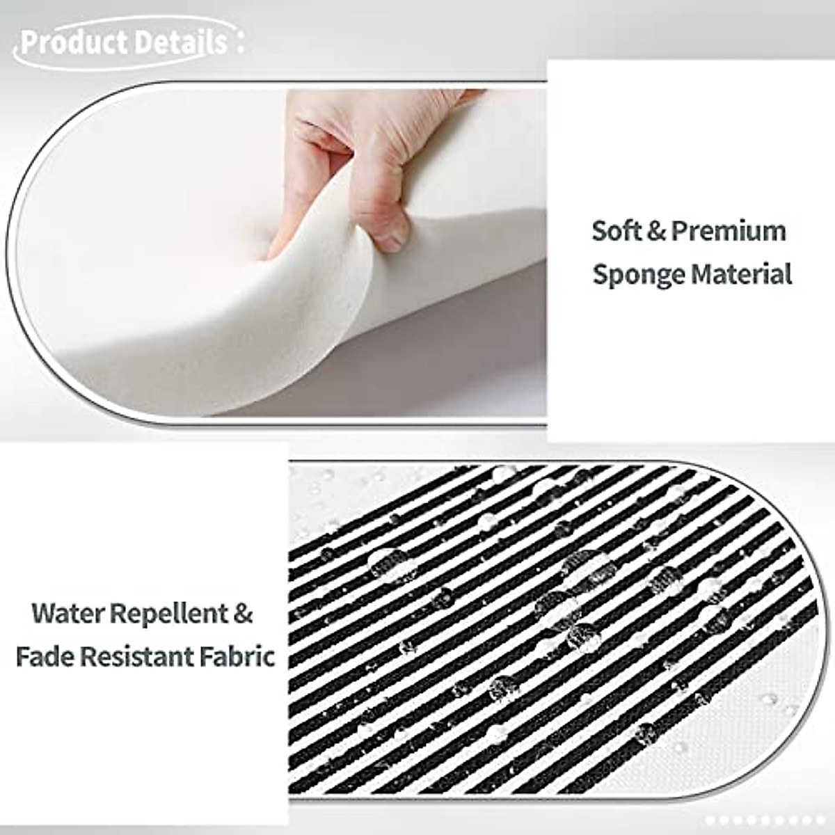 TWLEAR Indoor/Outdoor Chair Cushions 16x17 Inch, Patio Chair Cushions with Ties, All Weather Seat Cushions for Patio Furniture Home Garden Chair Use, Set of 4, Stripe Cabana Black