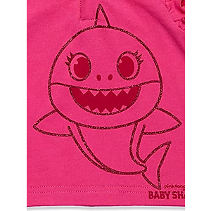 Pinkfong Baby Shark Toddler Girls French Terry Short Sleeve Hoodie & Shorts Set 3T