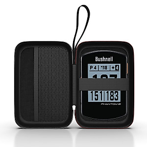 AGOZ Hard Carrying Case for Bushnell Phantom 2 Rangefinder Golf GPS, Protective Cover with Wrist Strap, Anti-Shock, Water Resistant Pouch for Golf GPS, Interior Mesh Half Pocket for Cable (Black)