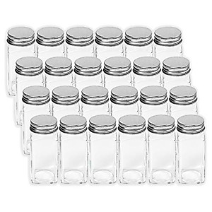 SimpleHouseware Spice Jars 4 Ounce Square Bottles w/labels, 24-Pack