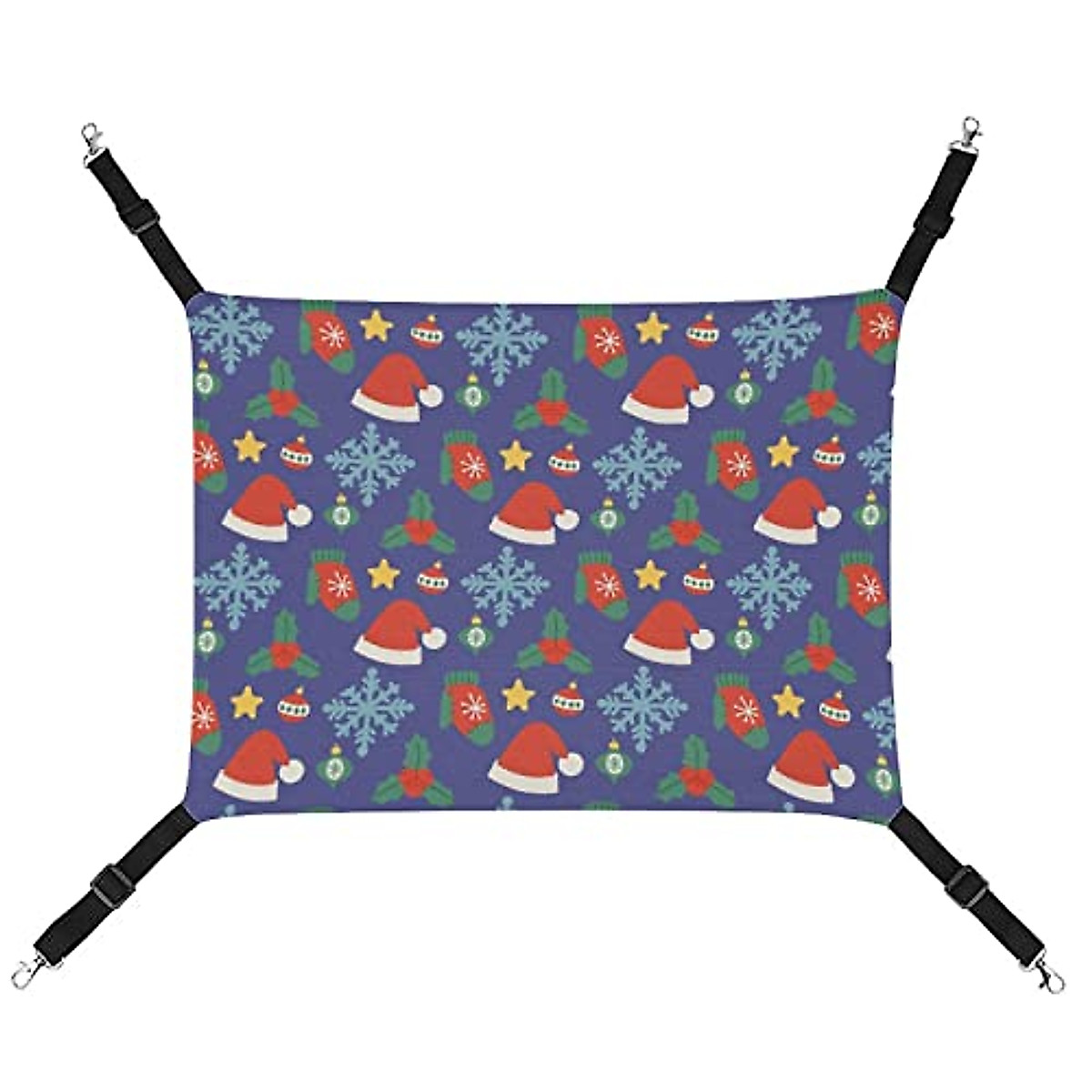 Christmas Hats Pattern Pet Hammock Comfortable Adjustable Hanging Bed for Small Animals Dogs Cats Hamster