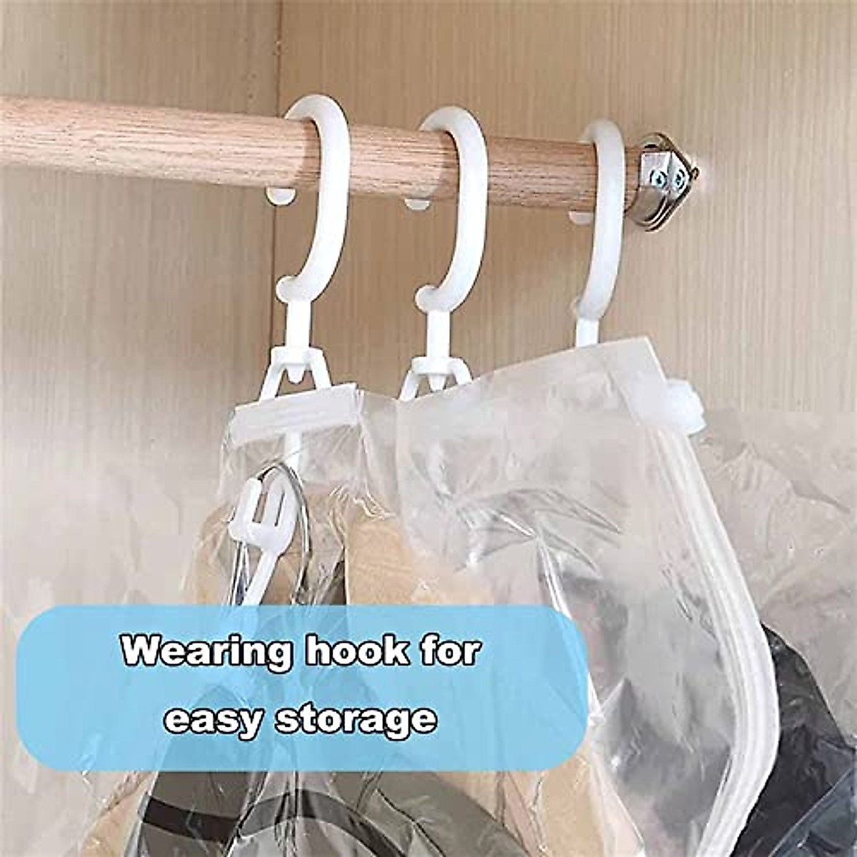 HAGUAN Hanging Vacuum Storage Bags, Reusable Space Saver Vacuum Storage Bags for Clothes, Hanging Storage Bags Vacuum Sealed for Home and Closet Organization (5PCS,M (67 * 90cm))
