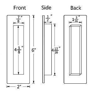Sehrgut Flush Pull Handle (2 Pack) 6" Rectangular Plated Oil Rubbed Bronze, Free of Sharp Edge, for Sliding Pocket Barn Door or Cabinet