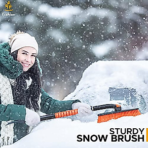EcoNour 36″ 3 in 1 Extendable Snow Brush and Ice Scraper for Car Windshield | Telescoping 360° Snow Brush Pivoting Head | Window Ice Scraper for Snow Removal for Car, SUV, Truck Winter Car Accessories