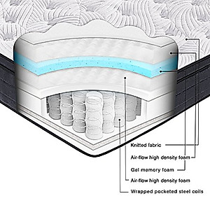 Sweetnight King Mattress in a Box - 12 Inch Plush Pillow Top Hybrid Mattress, Gel Memory Foam for Sleep Cool, Motion Isolating Individually Wrapped Coils, King Size, Twilight