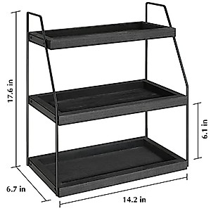 3-Tier Bathroom Counter Organizer, Wood Bathroom Countertop Vanity Organizer Bathroom Trays for Counter, Perfume Skincare Organizer Makeup Cosmetic Holder Standing Storage Shelf, Kitchen Spice Rack