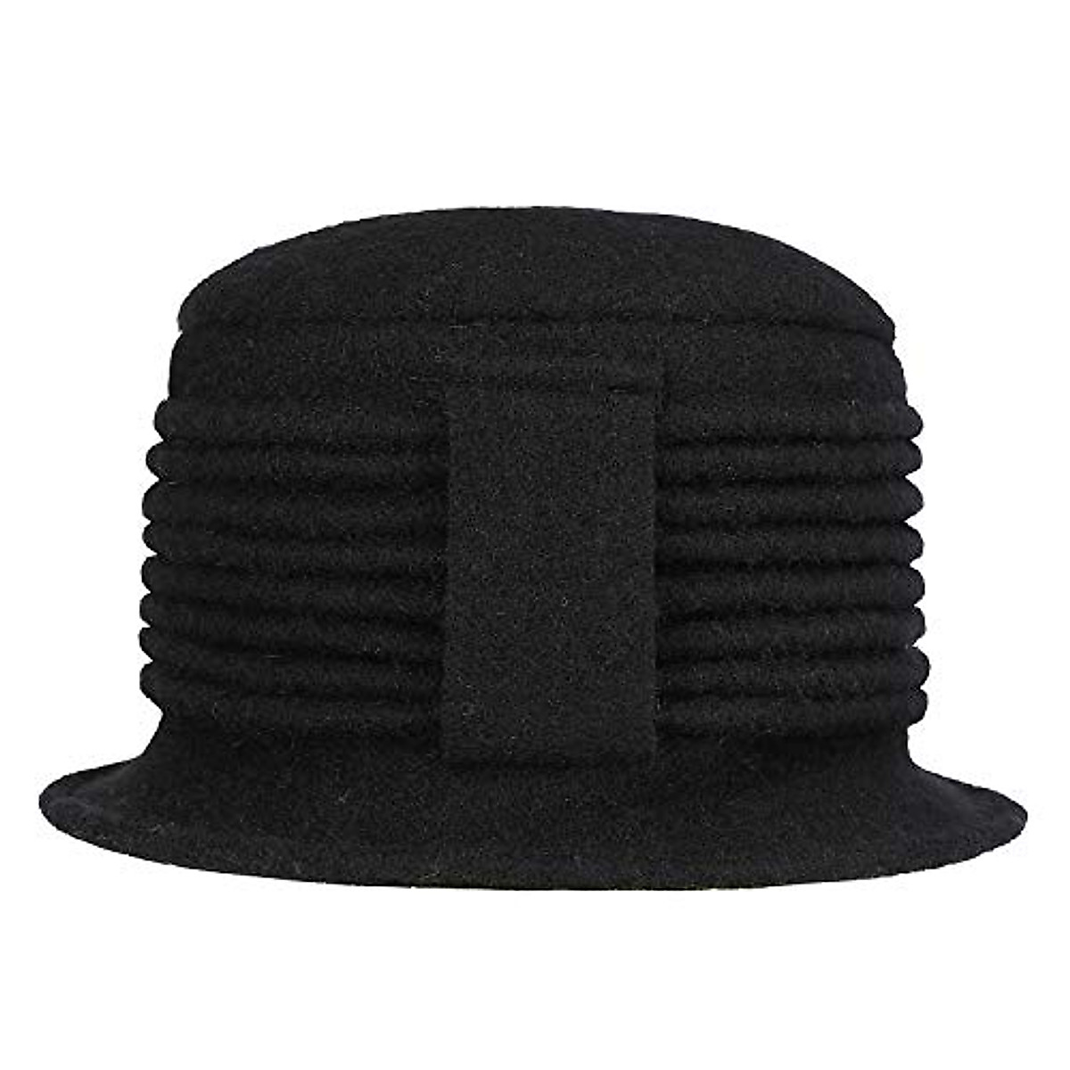 DT DANTIYA Women's Wool Cloche Bucket Hat Slouch Wrinkled Winter Warm Beanie Cap (Black)