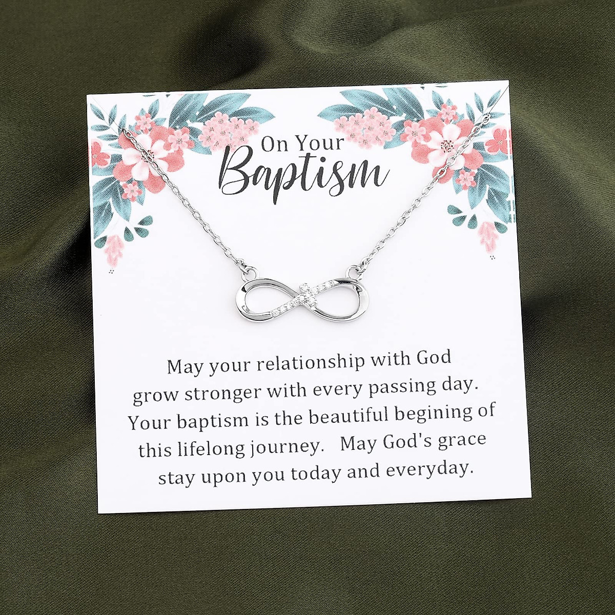 KUIYAI Stainless Steel Baptism Necklace, Religious Gift for Godmother, God, Communion, On Your Baptism (1.18inches Diameter, Unisex, Hypoallergenic)