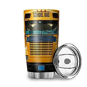 Bojianzzha School Bus Stainless Steel Tumbler Thermos Vacuum Insulated Cup Tea Travel Cup Travel Coffee Mug for Adult/Children 20 oz pattern12 20oz