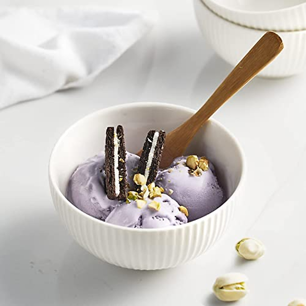 getstar Dessert Bowls, 4.5 in 10 oz Small Porcelain Bowl Set of 6, Microwave & Dishwasher Safe Ceramic Bowls for Ice Cream, Side Dishes, Snacks & Desserts, Set of 6 (White)