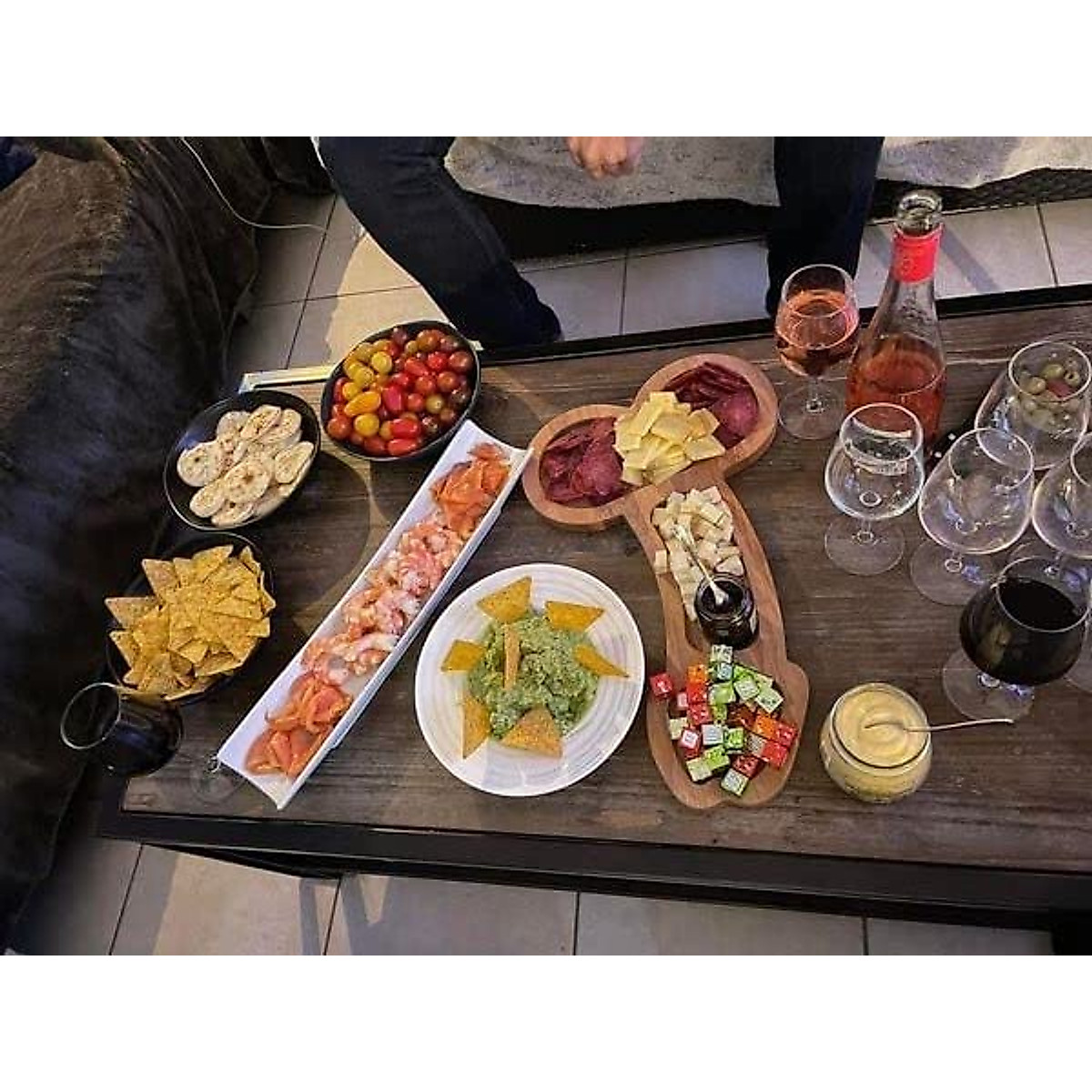 Aperitif Board, Solid Wood Charcuterie Board and Chess Boards, Funny Cutlery Kitchen Wine Meat Cheese Platter Unique Women Gifts for Housewarming Bachelor Party