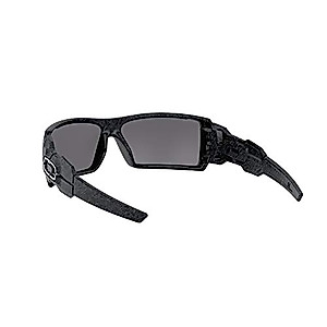 Oakley Men's OO9081 Oil Rig Rectangular Sunglasses, Polished Black & Silver Ghost Texture/Black Iridium, 28 mm
