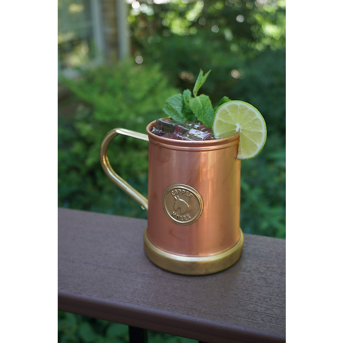 Copper Mules The Finest HandCrafted Copper Mug Unique Patented Design - Solid Brass Base and Handle - Holds 18oz