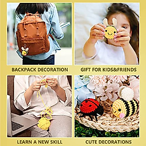 PP OPOUNT Beginner Crochet Kit - Cute Bee & Ladybug, Complete Crochet Kit for Beginners, Starter Pack for Adults and Kids, Includes Step-by-Step Instruction and Video Tutorials