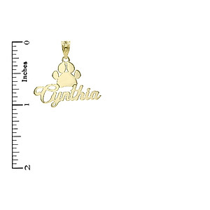 Certified 14k Yellow Gold Personalized Name Dog Paw Print Engravable Charm Pendant