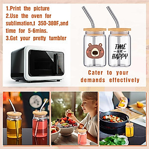 Nuogo 8 Pcs 3 oz Mini Glass Cups Mini Tumbler Shot Glass with Straw and Lid Sublimation Shot Glass Tumblers Blank Glass Cups for Wedding