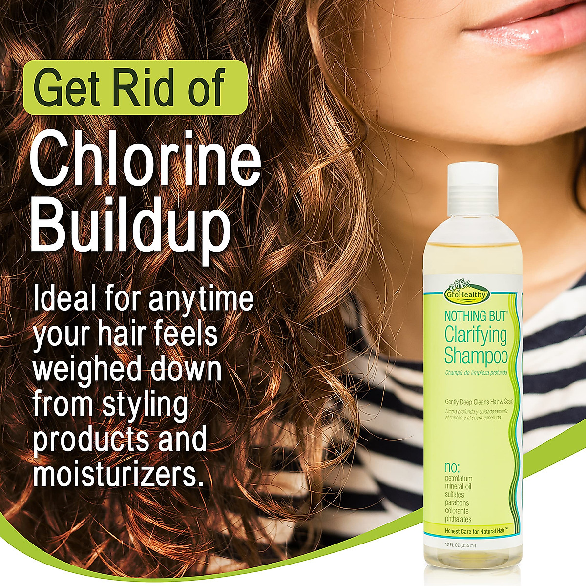 NOTHING BUT Clarifying Shampoo Sulfate-Free Detox for Natural Hair - Hair Shampoo - Removes Buildup - 12oz - Single