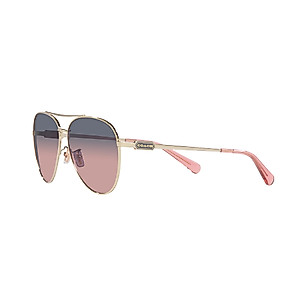 Coach HC7140 Sunglasses, Shiny Light Gold/Plum Purple Scarlet Gradient, 61 mm