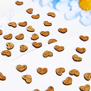 Wooden Love Heart Valentine's Day Wooden Hearts Valentine Rustic Wooden Love Heart Centerpieces Wedding Table Decor Heart Decor for DIY Craft Patch Autumn Thanksgiving Wedding Table Scatter (700 Pcs)