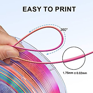 3D Silk PLA Filament, Rainbow PLA,3D Printer Filament 1.75mm, 3D Printing Filament +/-0.02mm, 1kg/2.2lbs Fit Most FDM 3D Printers (Silk Rainbow 663_ Pinkycolor)