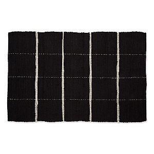 DII Modern Farmhouse Cotton Chindi Rug Collection, 26x40, Black & Cream