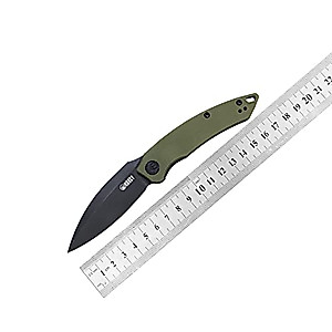 KUBEY Leaf KU333C Pocket Knife for EDC, Small Folding Knife with 2.99 Inch Blade G10 Handle, Reversible Deep Carry Pocket Clip for Camping Hunting Hiking