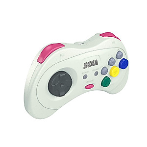 Retro-Bit Official Sega Saturn 2.4 GHz Wireless Controller for Sega Saturn, Sega Genesis Mini, Switch, PS3, PC, Mac - Includes 2 Receivers & Storage Case (White)