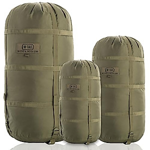 M-Tac Sleeping Bag Compression Stuff Sack Military Water Resistant Compression Bag Lightweight Nylon Compression Sack for Travel, Camping, Hiking, Outdoor (Olive, M - 12 liters)
