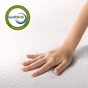 Zinus Lottie Upholstered Platform Grey Bed Frame | Model | Full & 12 Inch Green Tea Memory Foam Mattress/CertiPUR-US Certified/Bed-in-a-Box/Pressure Relieving, Full