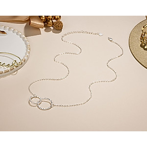 Mom Gifts Mother Daughter Necklace Sterling Silver Hammered Interlocking Circle Necklace Mom Gifts Christmas Holiday Jewelry