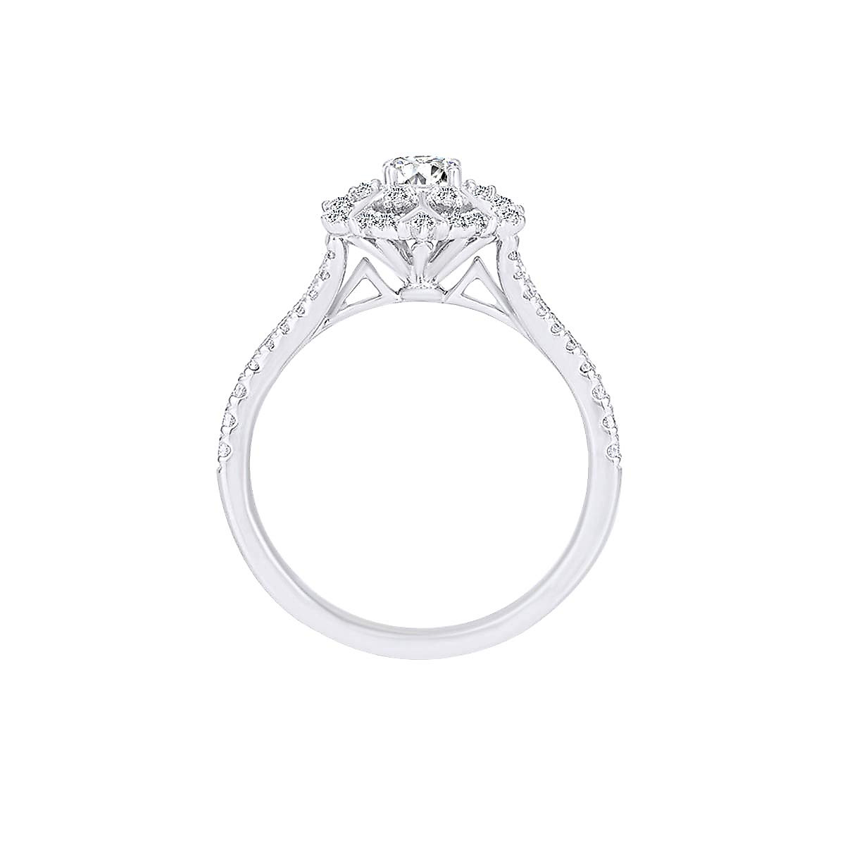 5/8 Carat Round White Natural Diamond Snowflake Engagement Ring 14k Solid White Gold (I-J Color, I2-I3 Clarity, 0.63 Cttw) Ring Size-8
