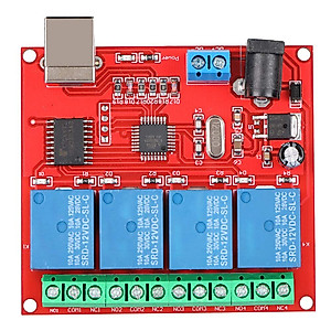 4-Channel 12V USB Control Switch Relay Module, Relay Board Computer Smart Switch Controller, PC Relay Module Expansion Board, Relay Board for Automation
