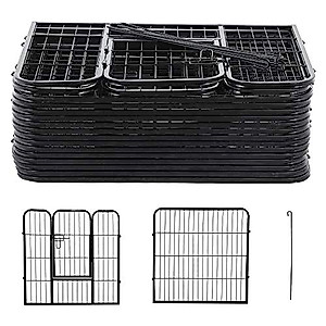 Yaheetech Decorative Garden Fence - 24in x 43ft Rustproof Folding Fencing Landscape Patio Flower Bed Animal Barrier Border for Dog Outdoor Fences Black