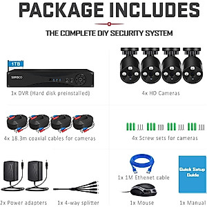 [True HD] SANSCO 2K Expandable 8CH Home Security Camera System with 1TB HDD, (4) 2MP CCTV Outdoor Waterproof Cameras 24/7 Continuous/Motion Recording