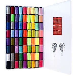 LE PAON Polyester Hand Sewing Project kit, 72 Assorted Colors Spool Thread with Free Set of 6 Sewing Needles,2 Needle threaders for Daily Sewing Needs