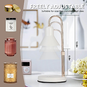Liknapho Candle Warmer Lamp with Timer for Home Decor, Adjustable Height Scented Wax Melt Warmer, Compatible with Small & Large Candle, Smokeless Electric Candle Lamp Warmer, 2 Bulbs Included