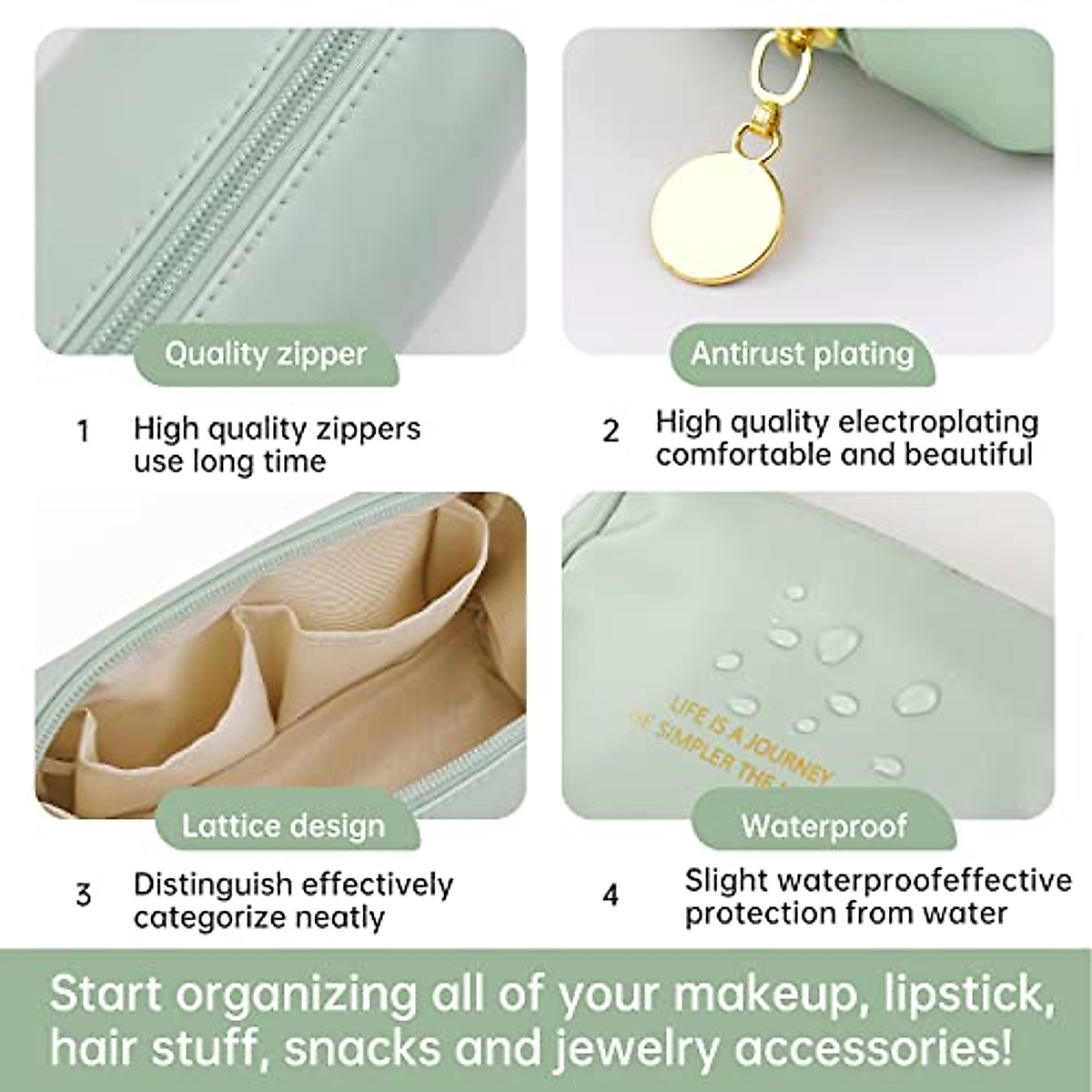 LOXITP With Hook Portable Women's Clear Makeup Bag,Waterproof Travel Toiletry Bag,Bring Zipper Skincare Cosmetic Bag,Toiletries Organizer Tote Storage Bag PU and TPU Materia (p4)