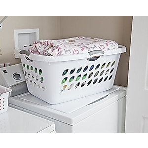 Sterilite 12158006 2 Bushel/ 71 Liter Ultra Laundry Basket, White Basket w/ Titanium Inserts, 6-Pack
