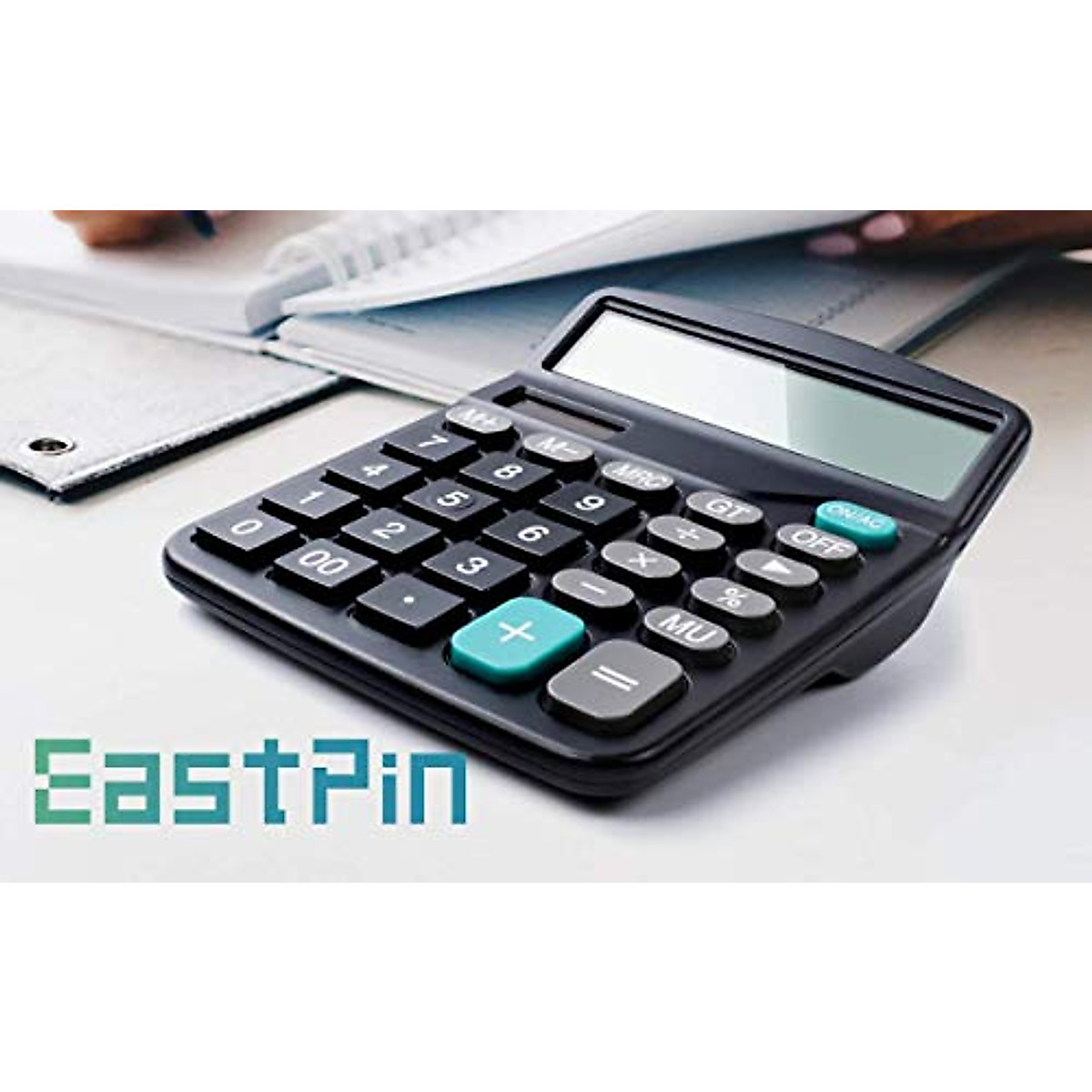 YOUHO Calculator, 12-bit Solar Battery Dual Power Standard Function Electronic Calculator with Large LCD Display Office Calculator Black(NO Battery) (KK-837B, 1PACK)