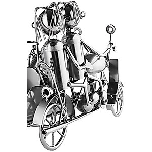 BRUBAKER Wine Bottle Holder Motorcycle Couple with Dog in Sidecar Metal Sculptures and Figurines Decor Wine Racks and Stands Gifts Decoration