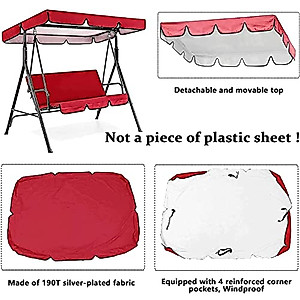 BTURYT Patio Swing Canopy Waterproof Top Cover Set, Swing Canopy Replacement Cover and Swing Chair Cover for Patio Garden Swing Outdoor(top Cover + Chair Cover)