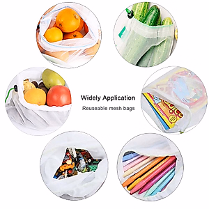 16 Pcs Mesh Small Toy Bags for Storage, 3 Sizes Reusable Mesh Drawstring Produce Bags Puzzle Bag for Kids Storage Playroom Organization, Fruits, Vegetable