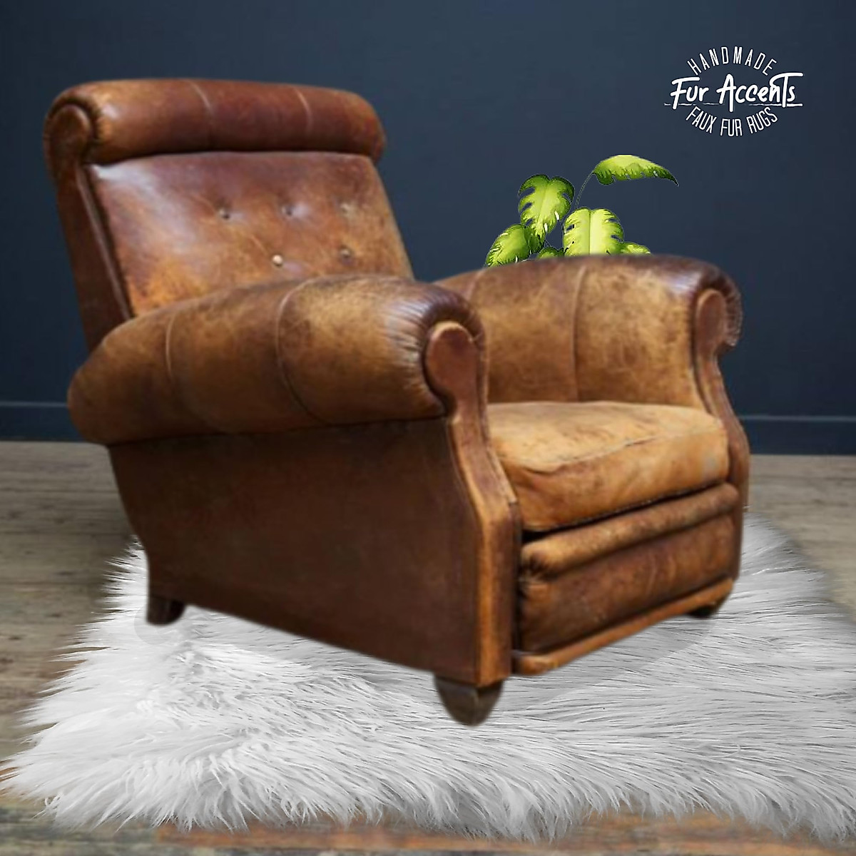 Fur Accents Luxury, Icelandic Sheepskin, Faux Fur Rectangle Area Rug - Natural Look and Feel - Long Hair Shag - Pelt Rug - Designer Art Rugs Handmade to Order USA (5'x6', White)