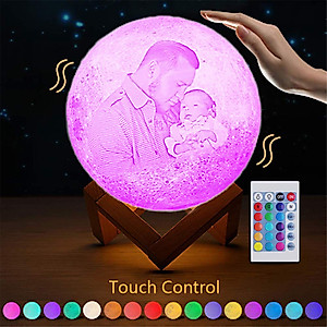 Shiny Alice 16 Colors Personalized Photo Night Light Customized 3D Printing USB Charging Moon Lamp Moon Light Night Light for Kids Gift for Women Christmas Gift…