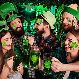 EGMBGM 49 PCS St. Patrick's Day Tattoos Stickers For Kids Women Men, 3D Green Shamrock Temporary Tattoos St Patricks Day Irish Party Favor, Saint Patricks Day Accessories Lucky Clover Tattoos Adults