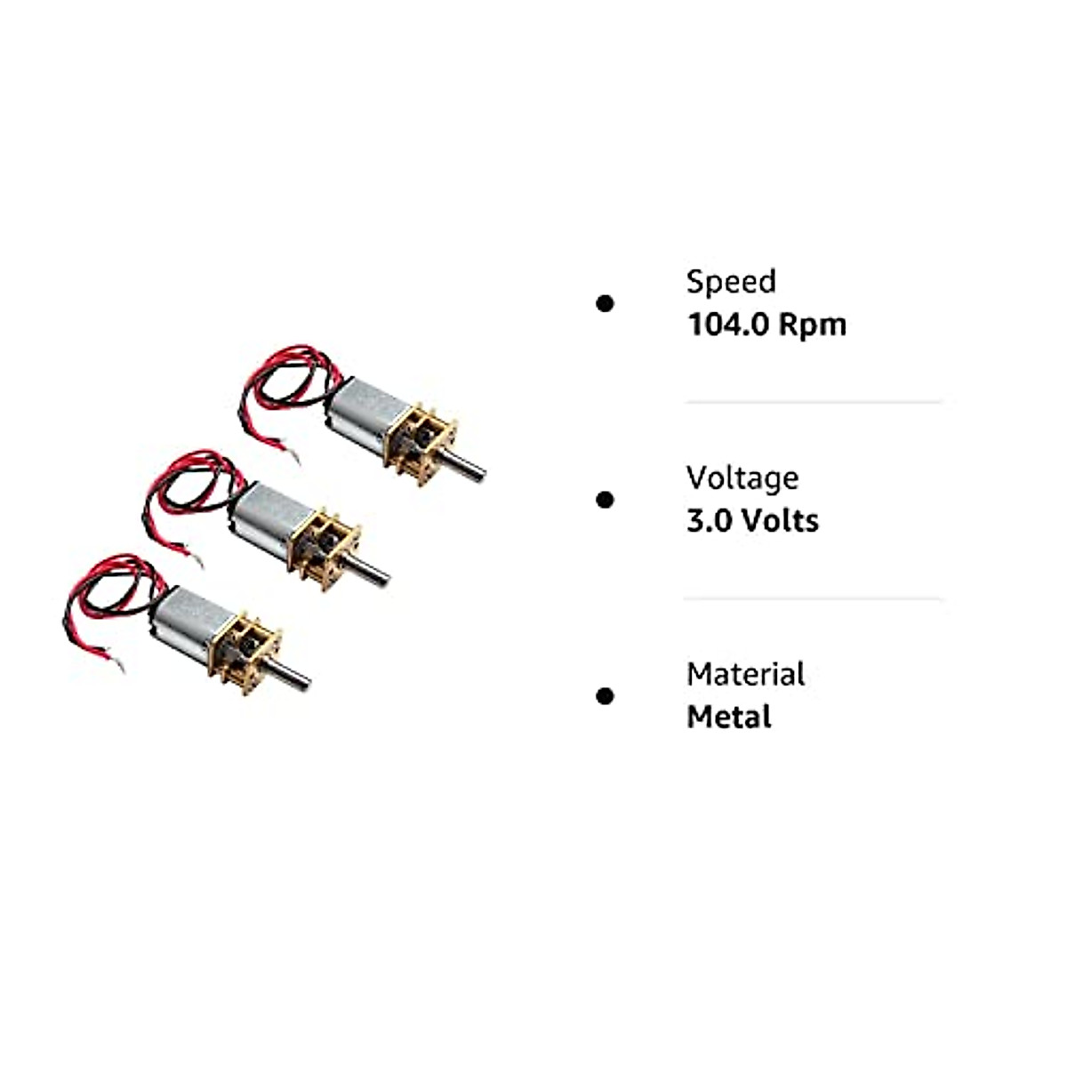 Acxico 3Pcs Mini Micro N20 Gear Motor DC 3V-6V Slow Speed Full Metal Gearbox DIY Robot Car