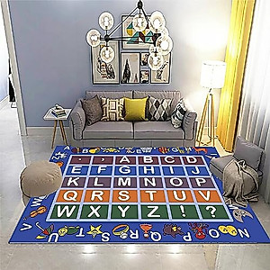 Children's Education Area Rug, 5x7ft, ABC Alphabet Animals Educational Learning & Fun Game Play Mat，Boy and Girl Kids Carpet for Kid's Room,Toddler Classroom Daycare