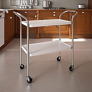 COSCO Stylaire 2 Tier Serving Cart, White & Silver