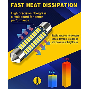 Serundo Auto 578 Led Bulb 211-2 41mm 42mm 1.65in for Car Map Light Dome Light, 6000k White Super Bright Interior Led Festoon Bulb,Pack of 4pcs